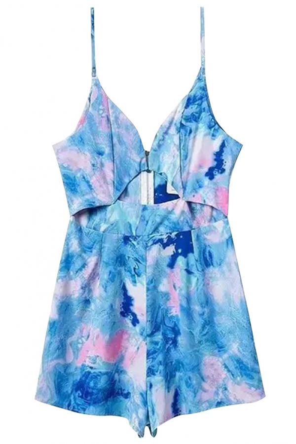 Shading Color Print Cut Out Romper on Luulla